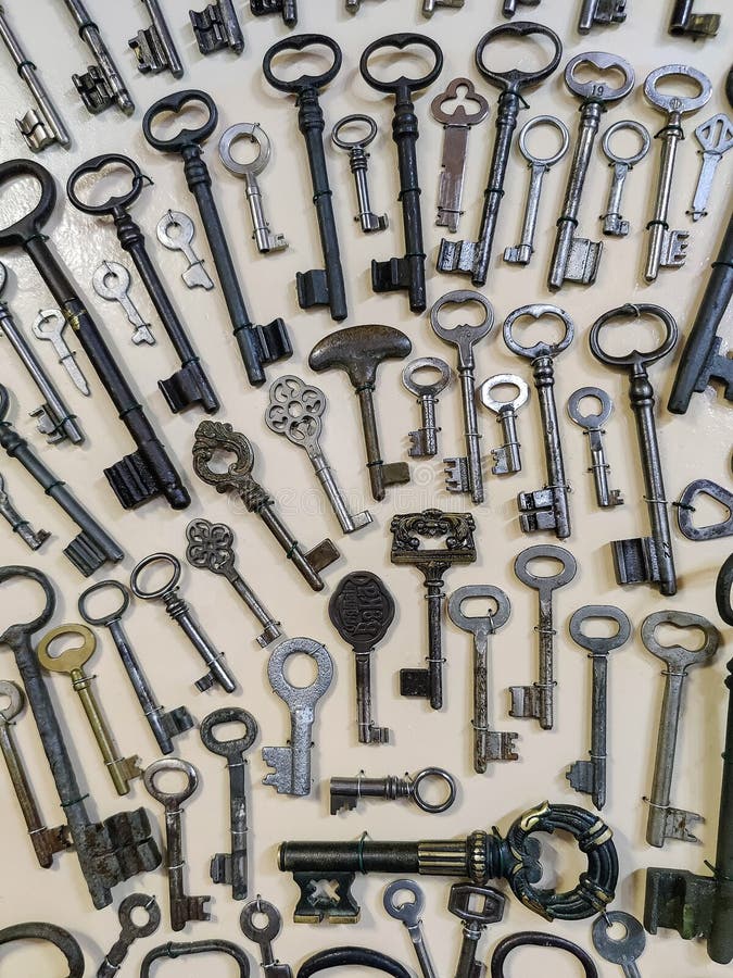 Collection of Old Keys of Different Shapes and Sizes. Background Stock ...