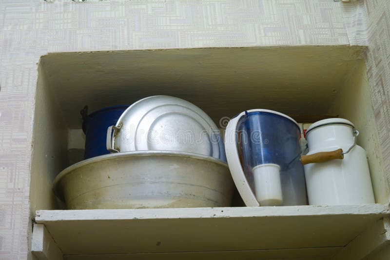 Collection of an Old Kitchenware Stock Photo - Image of indoors, stuff ...
