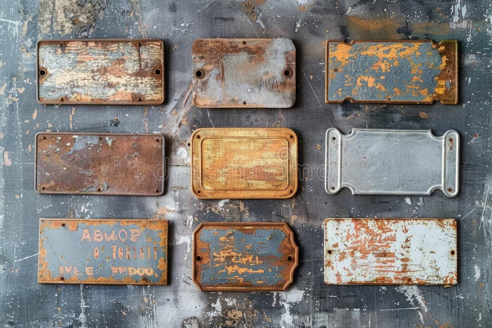 A Collection of Old Metal Trays with Rust and Corrosion, Placed on a ...