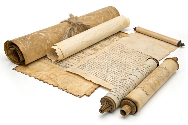 Old Paper or Parchment Scrolls Collection Isolated on White Stock ...