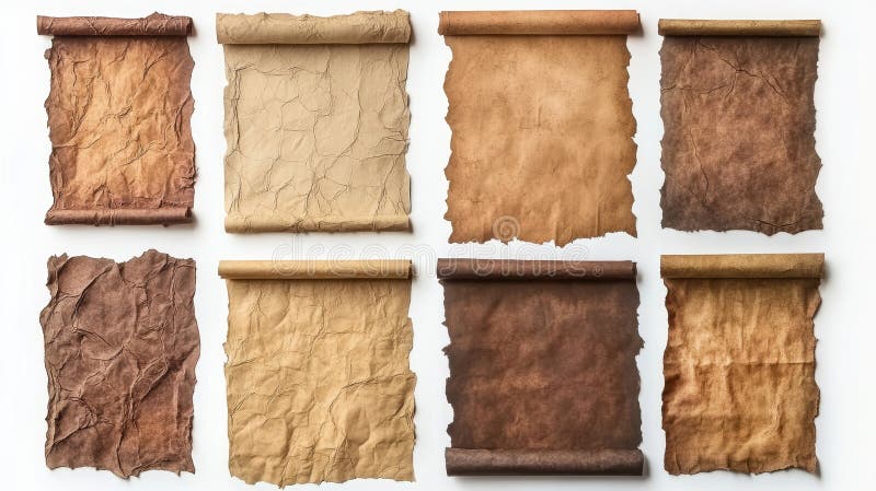 A Collection of Old Paper Scrolls and a Roll of Paper Stock ...