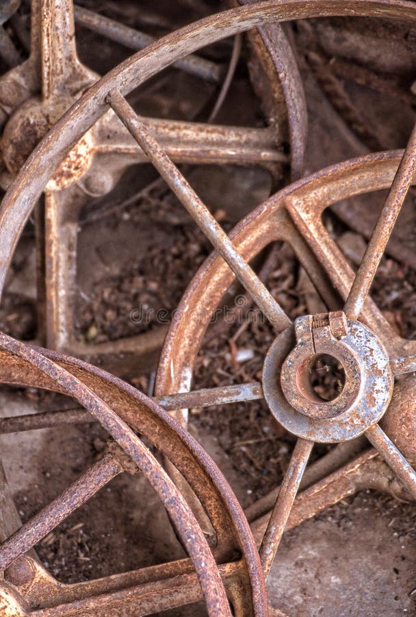 Collection of Old Rusted Wheels Stock Photo - Image of circular, rusted ...