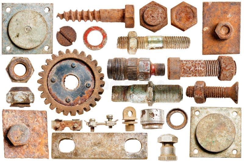 Collection Old Rusty Heads and Bolts Stock Photo - Image of nail ...