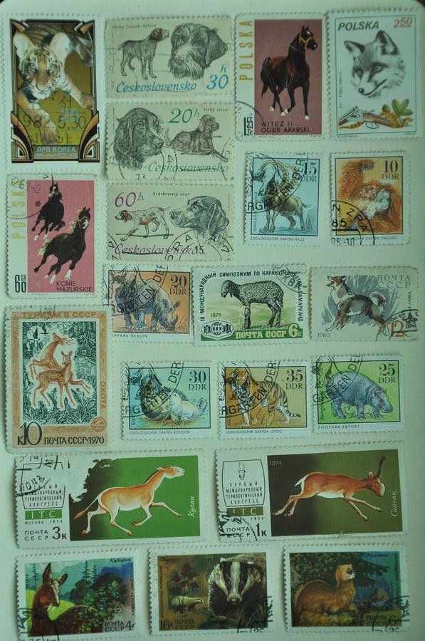 Collection of Old Stamps on a Board Editorial Image - Image of ...
