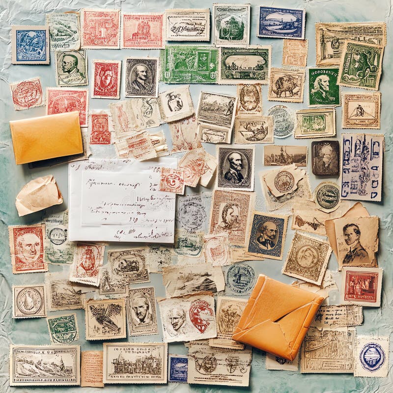 A Collection of Old Stamps and Envelopes Stock Photo - Image of ...