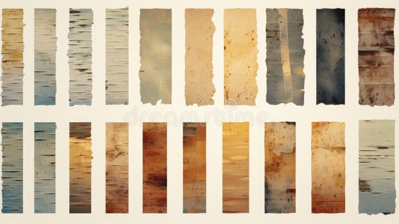 A Collection of Old Torn Paper Pieces on a White Surface. Suitable for ...