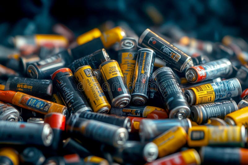 Collection of Old Used Batteries of Different Sizes about Electric ...