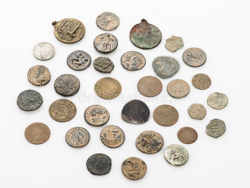 Collection of Old Vintage Coins Isolated on White Stock Photo - Image ...