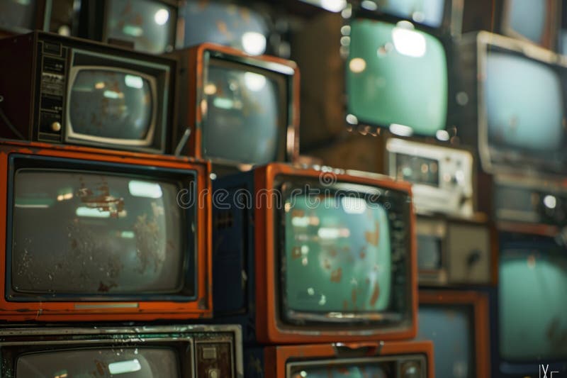 Collection of Old Vintage Retro Television Sets. Ai Generative Stock ...