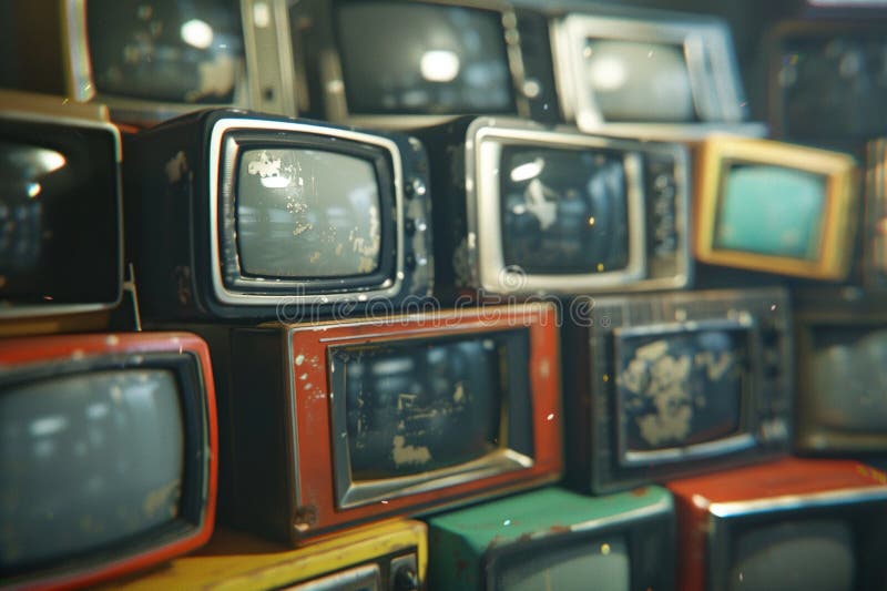 Collection of Old Vintage Retro Television Sets. Ai Generative Stock ...