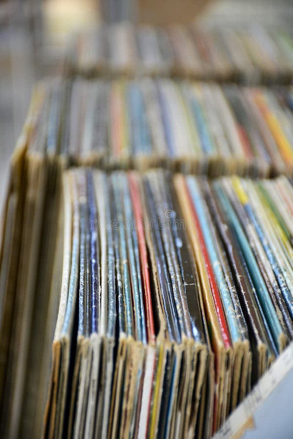 Collection of Old Vinyl Record Lps with Sleeves in Storage Shelf Stock ...