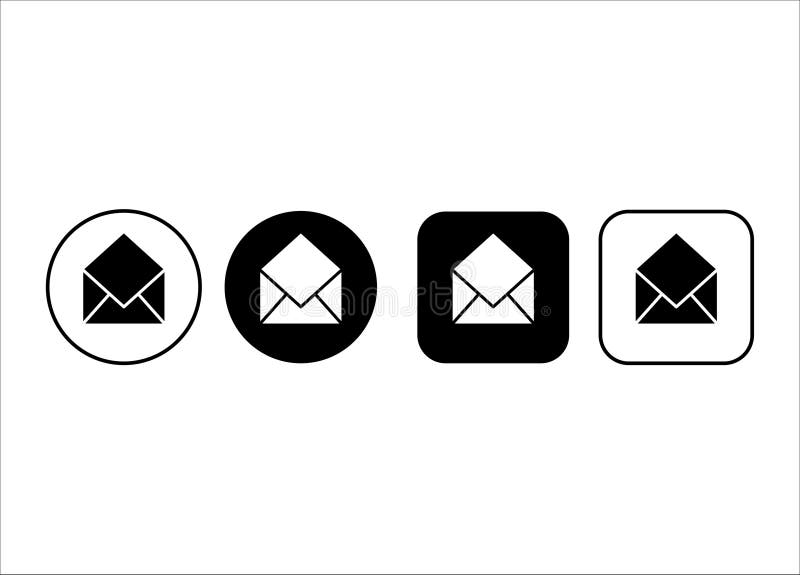 Collection of Open Empty Email Envelope Icons. Symbols of Email Stock ...