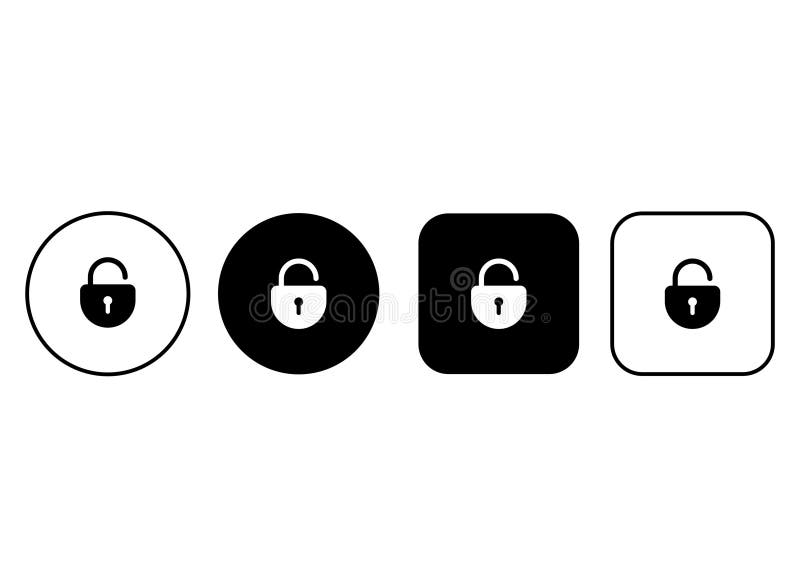 Collection of Opened Padlock Icons. Lock Shapes Stock Vector ...