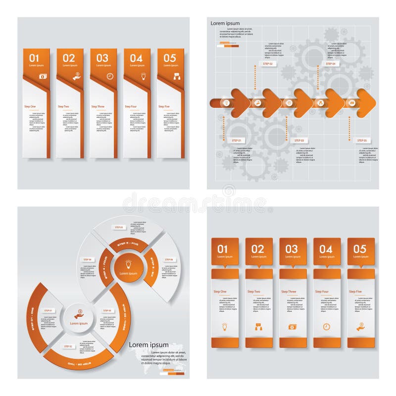 Collection of 4 Orange Color Template/graphic or Website Layout. Vector ...