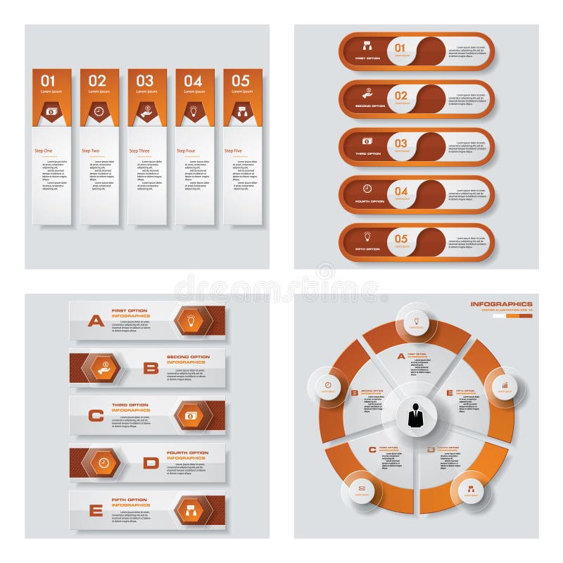 Collection of 4 Orange Color Template/graphic or Website Layout. Vector ...