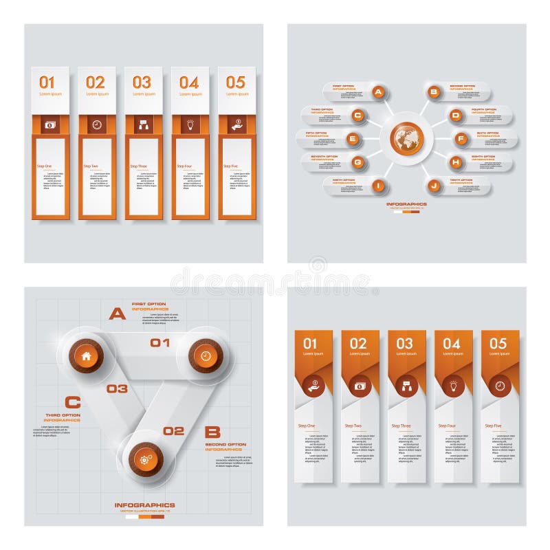 Collection of 4 Orange Color Template/graphic or Website Layout. Vector ...