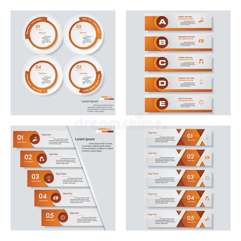 Collection of 4 Orange Color Template/graphic or Website Layout. Vector ...