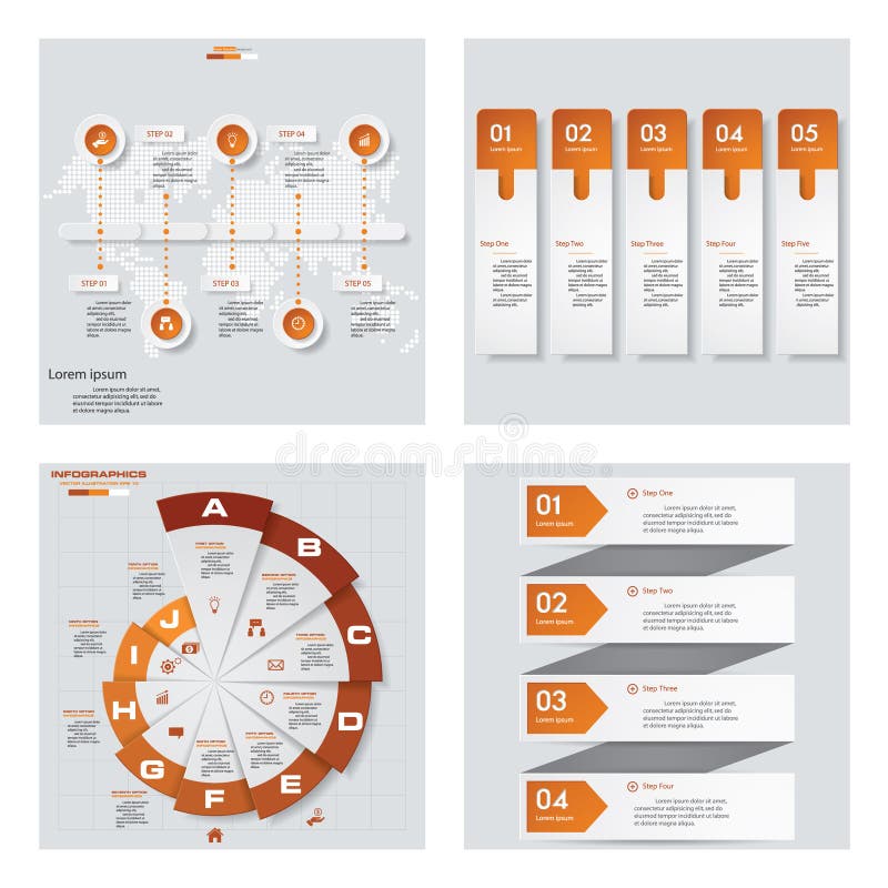 Collection of 4 Orange Color Template/graphic or Website Layout. Vector ...