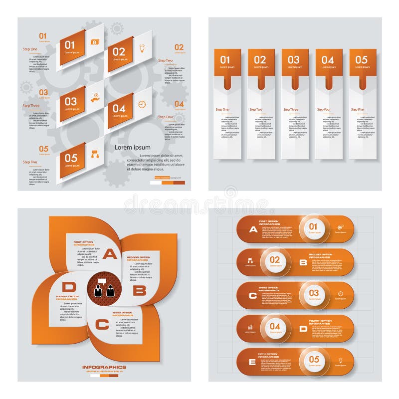 Collection of 4 Orange Color Template/graphic or Website Layout. Vector ...