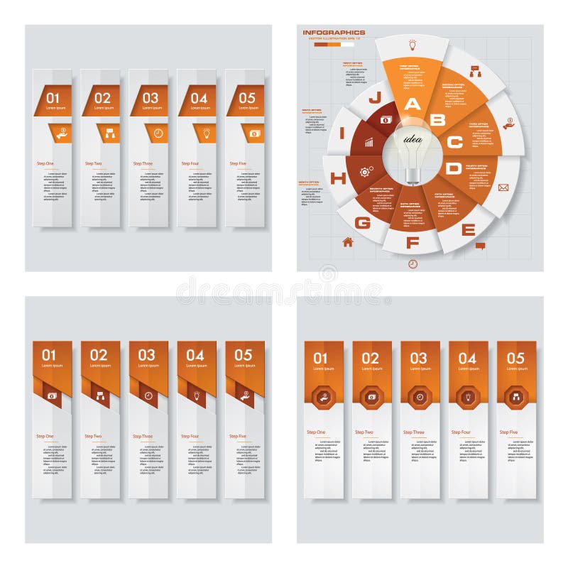 Collection of 4 Orange Color Template/graphic or Website Layout. Vector ...