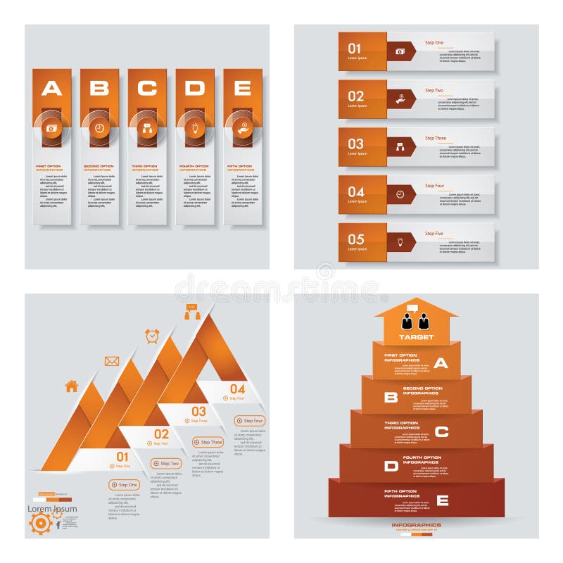 Collection of 4 Orange Color Template/graphic or Website Layout. Vector ...