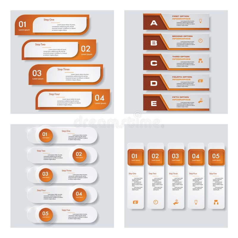 Collection of 4 Orange Color Template/graphic or Website Layout. Vector ...