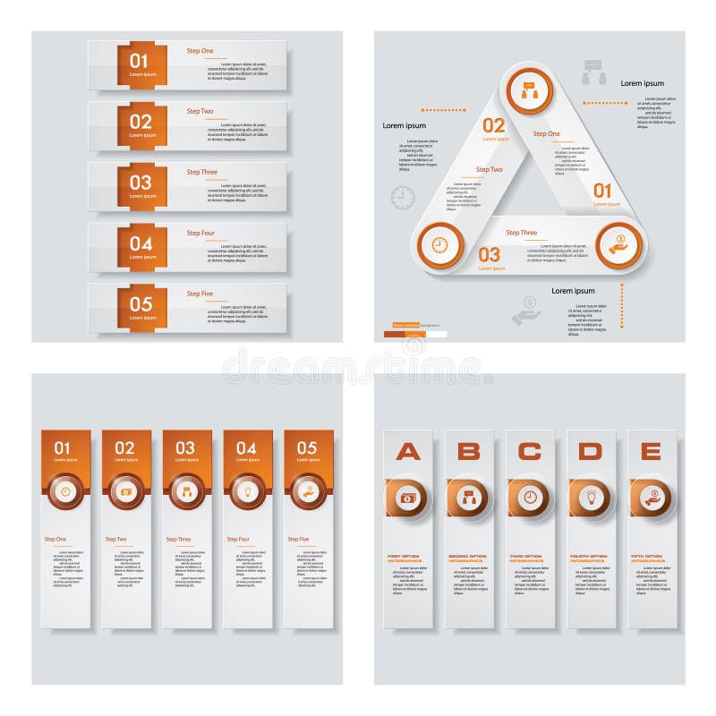 Collection of 4 Orange Color Template/graphic or Website Layout. Vector ...