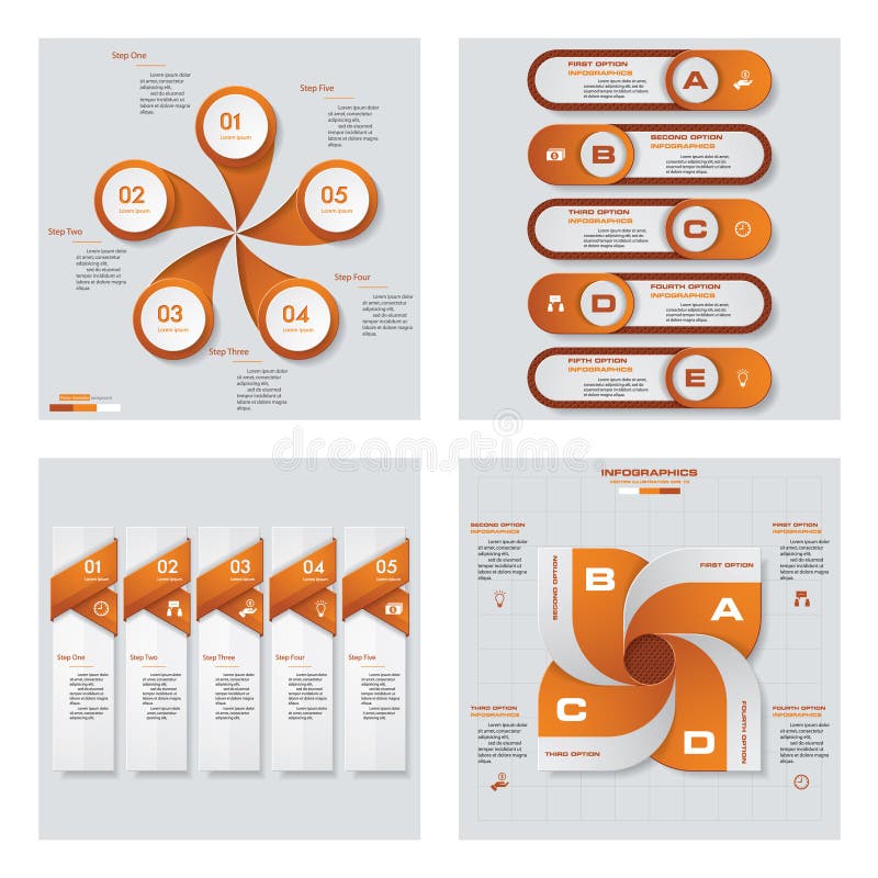 Collection of 4 Orange Color Template/graphic or Website Layout. Vector ...