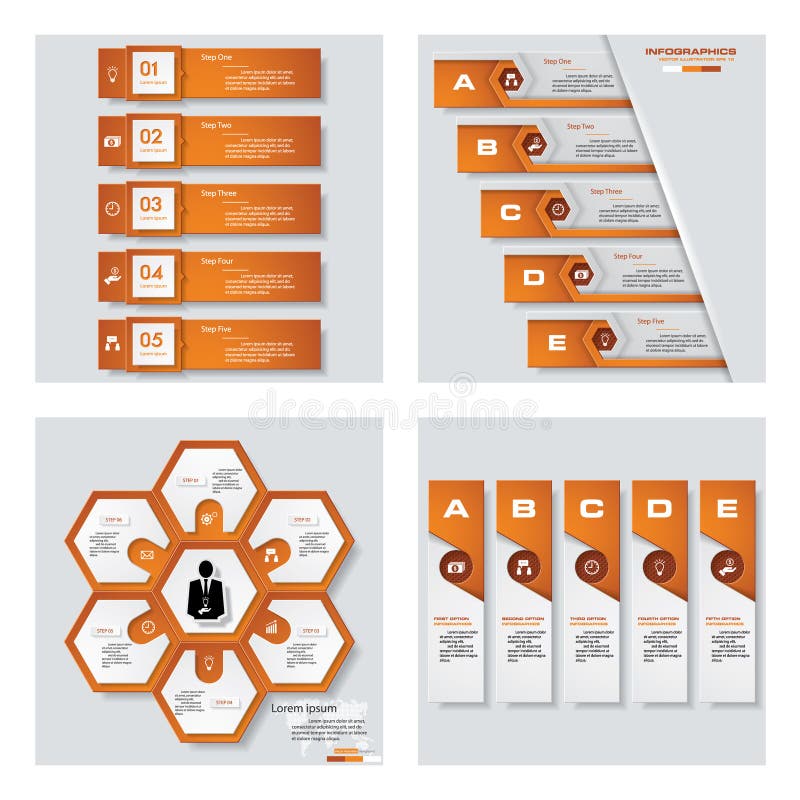 Collection of 4 Orange Color Template/graphic or Website Layout. Vector ...