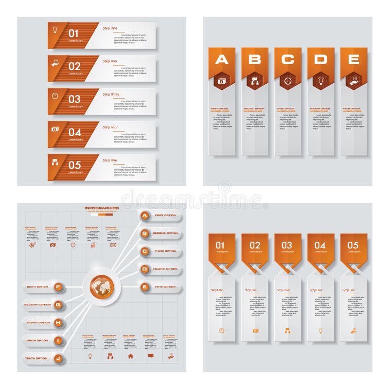 Collection of 4 Orange Color Template/graphic or Website Layout. Vector ...