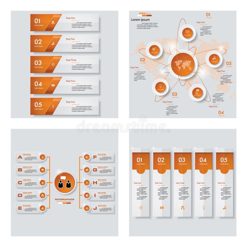 Collection of 4 Orange Color Template/graphic or Website Layout. Vector ...