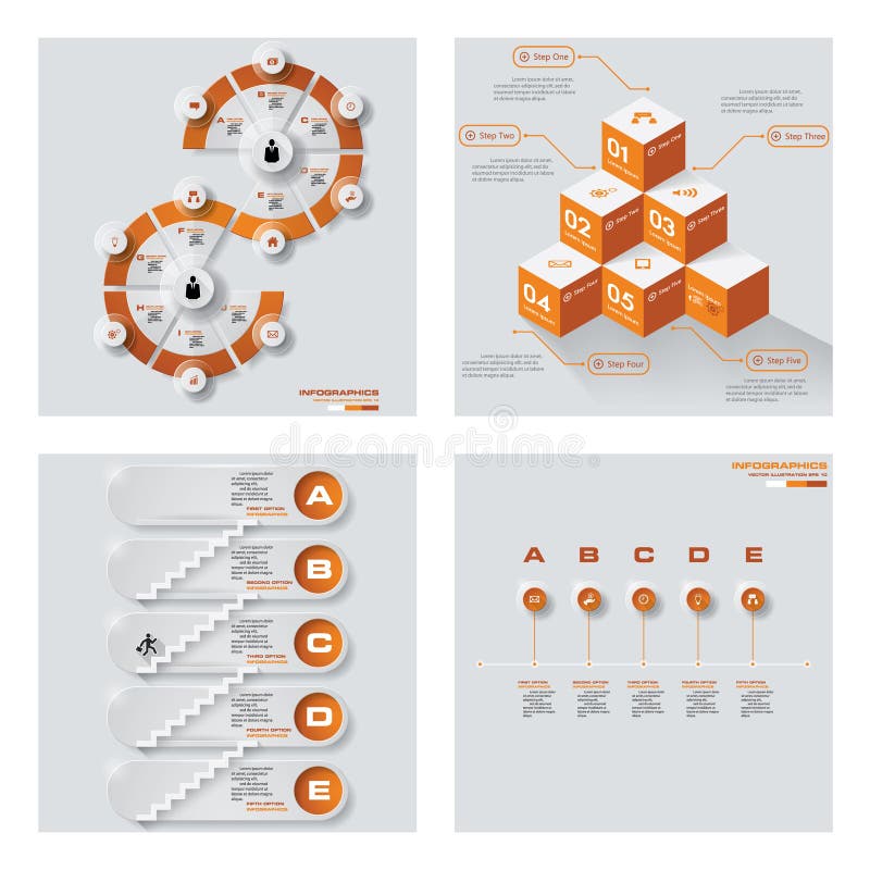 Collection of 4 Orange Color Template/graphic or Website Layout. Vector ...