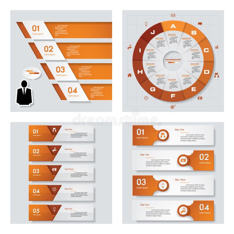 Collection of 4 Orange Color Template/graphic or Website Layout. Vector ...