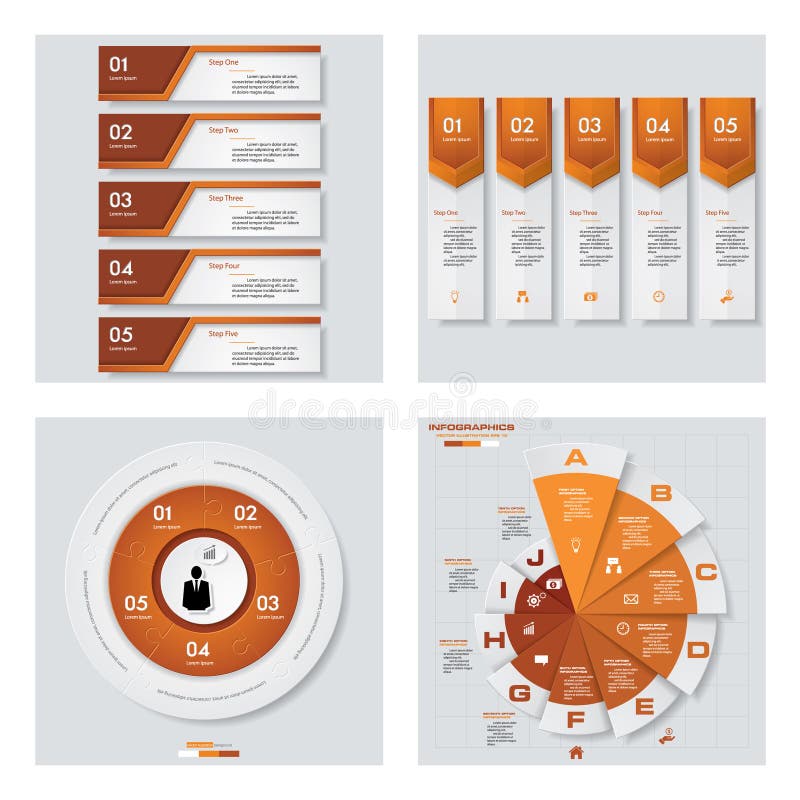 Collection of 4 Orange Color Template/graphic or Website Layout. Vector ...