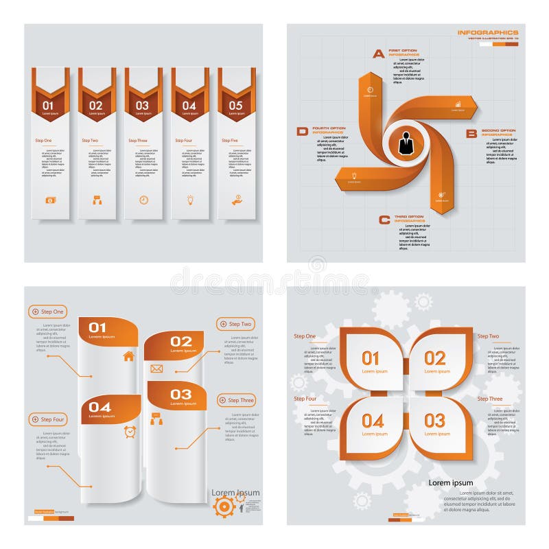 Collection of 4 Orange Color Template/graphic or Website Layout. Vector ...