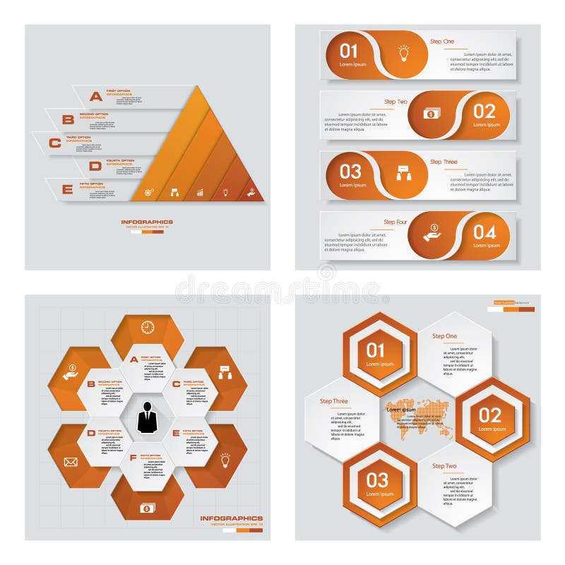 Collection of 4 Orange Color Template/graphic or Website Layout. Vector ...