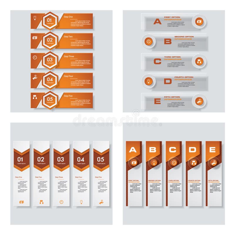 Collection of 4 Orange Color Template/graphic or Website Layout. Vector ...