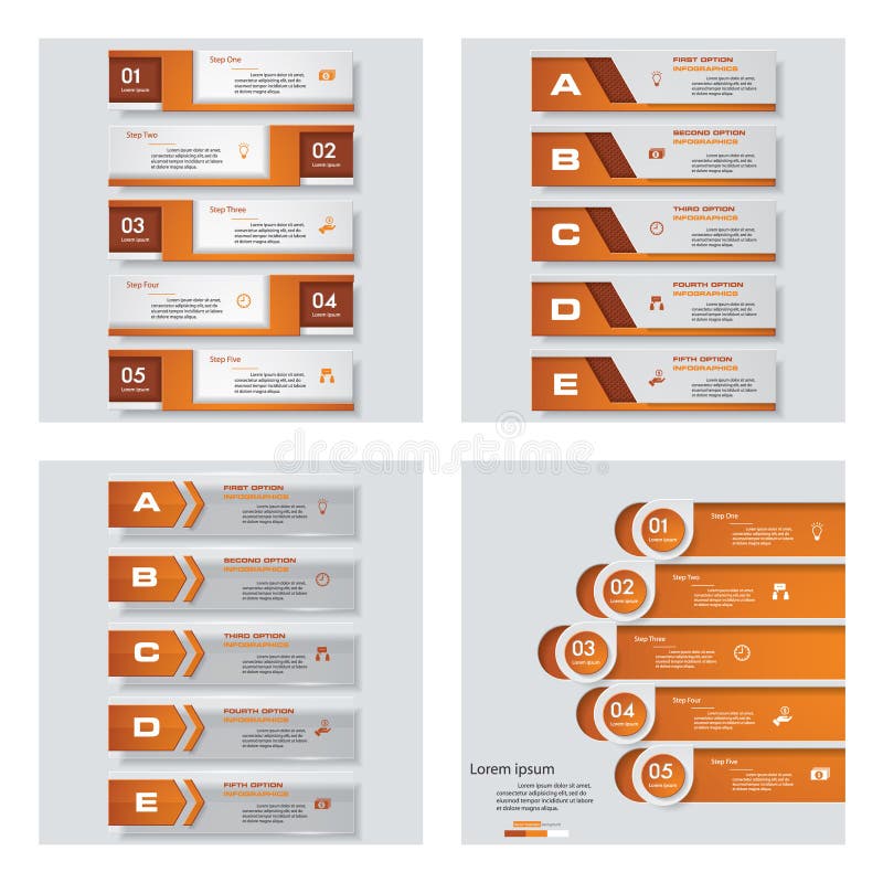 Collection of 4 Orange Color Template/graphic or Website Layout. Vector ...
