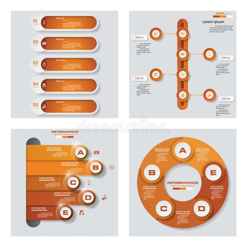 Collection of 4 Orange Color Template/graphic or Website Layout. Vector ...