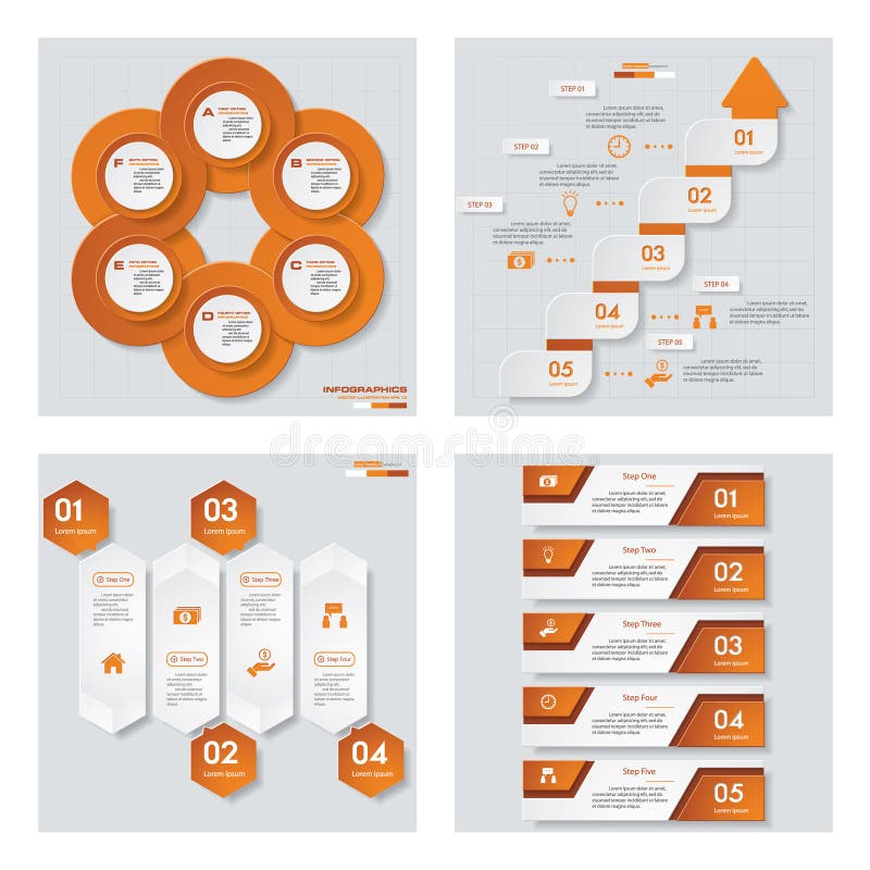 Collection of 4 Orange Color Template/graphic or Website Layout. Vector ...