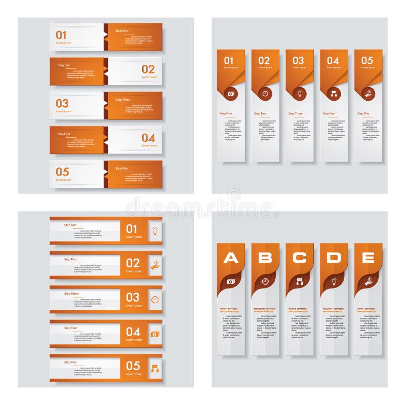 Collection of 4 Orange Color Template/graphic or Website Layout. Vector ...