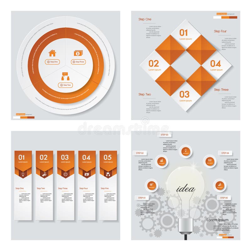 Collection of 4 Orange Color Template/graphic or Website Layout. Vector ...