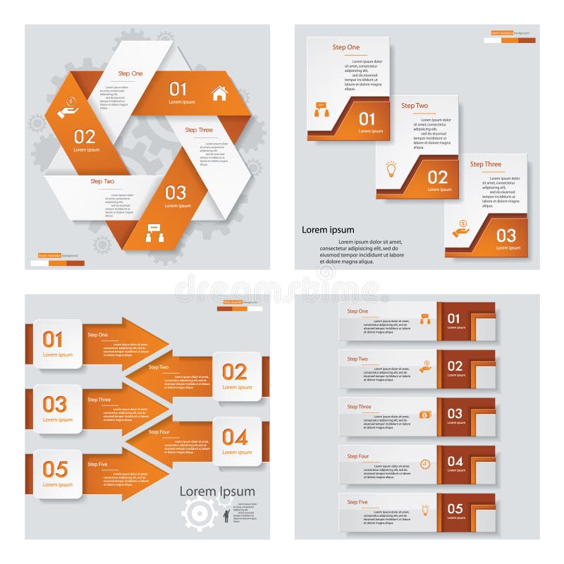 Collection of 4 Orange Color Template/graphic or Website Layout. Vector ...