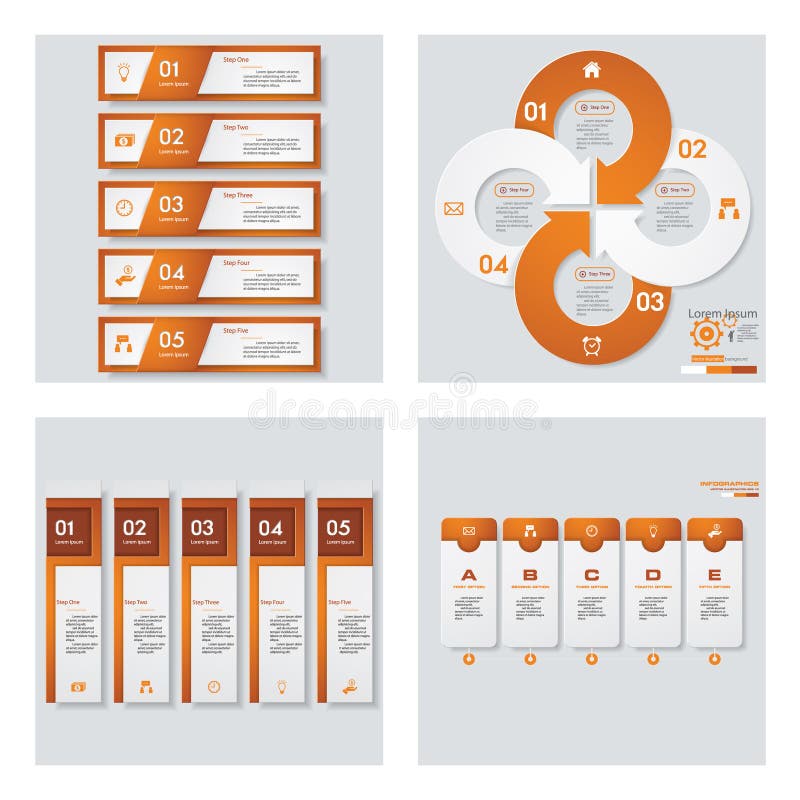 Collection of 4 Orange Color Template/graphic or Website Layout. Vector ...