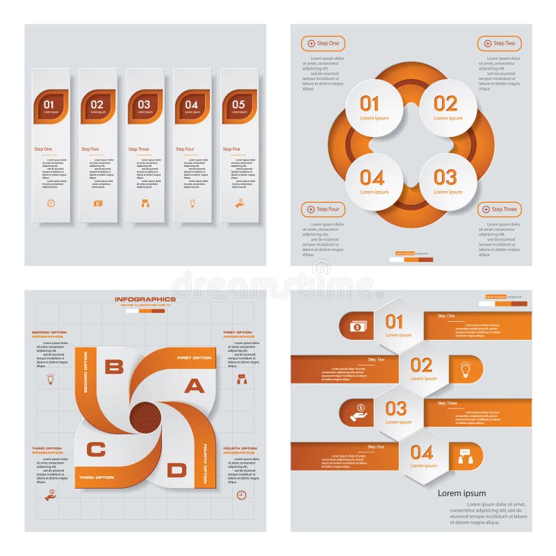 Collection of 4 Orange Color Template/graphic or Website Layout. Vector ...