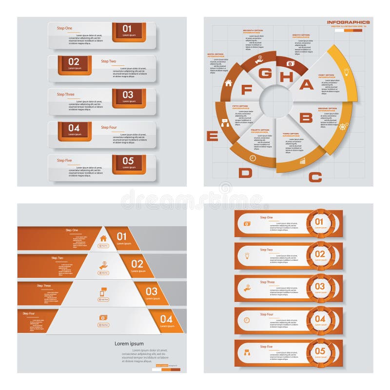 Collection of 4 Orange Color Template/graphic or Website Layout. Vector ...