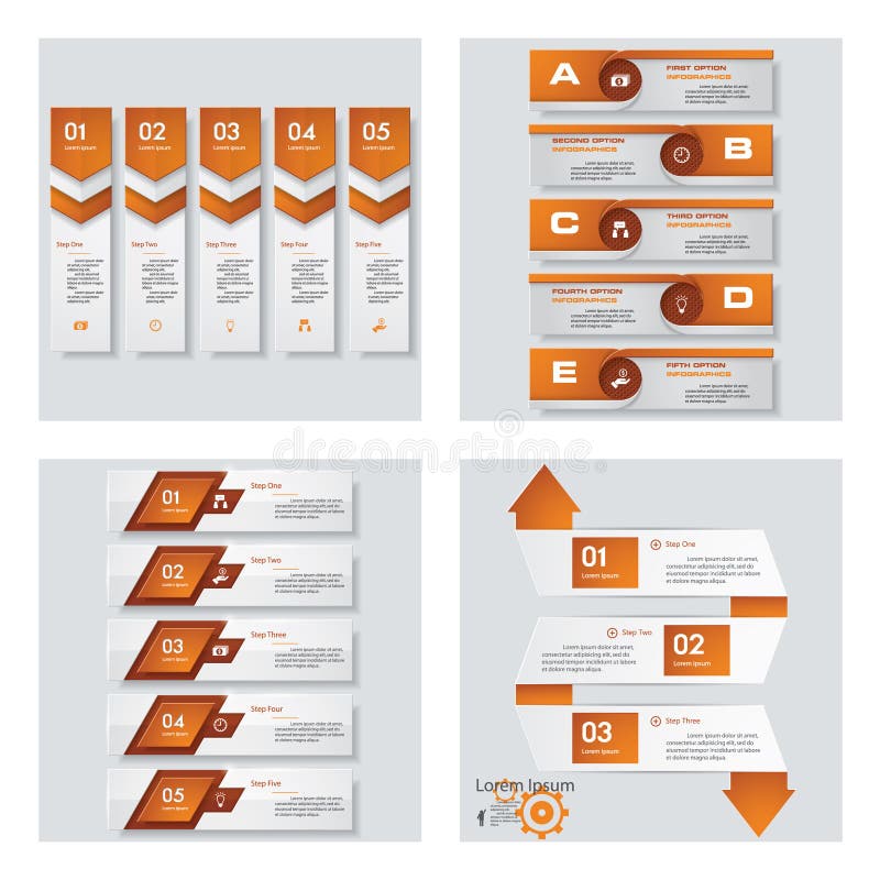 Collection of 4 Orange Color Template/graphic or Website Layout. Vector ...