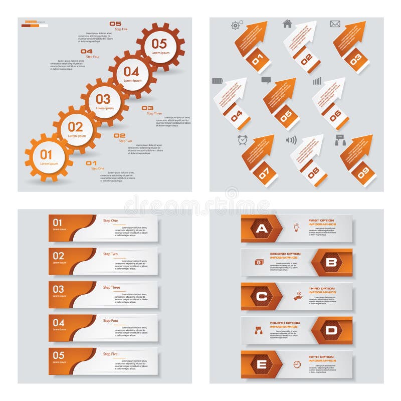 Collection of 4 Orange Color Template/graphic or Website Layout. Vector ...