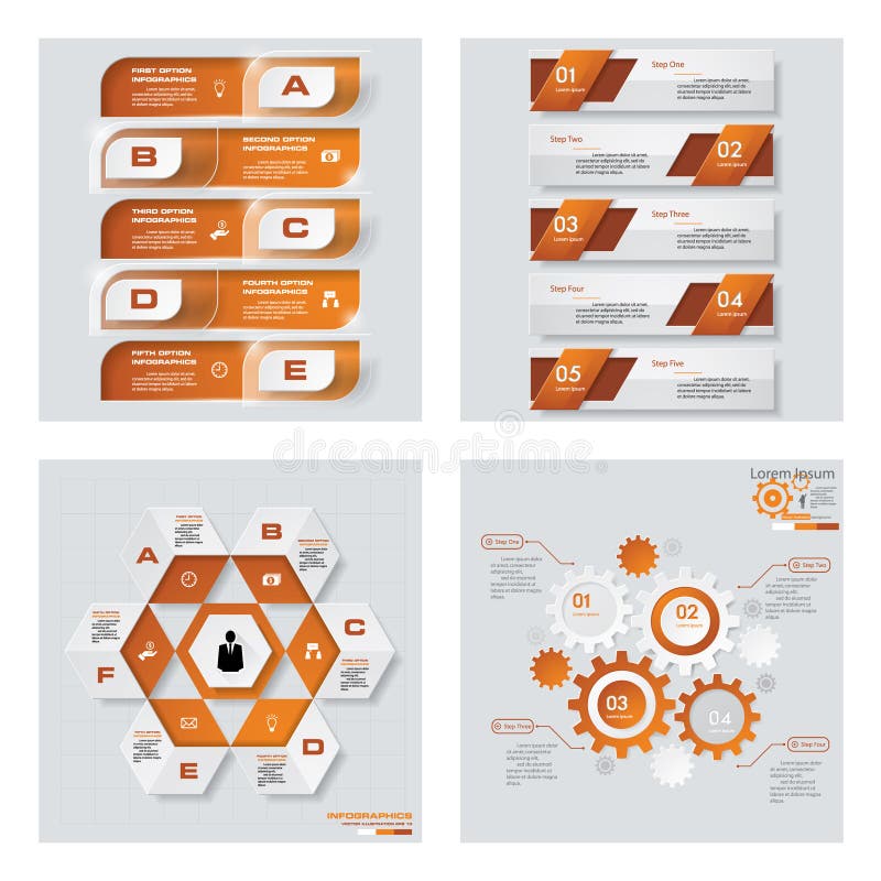 Collection of 4 Orange Color Template/graphic or Website Layout. Vector ...