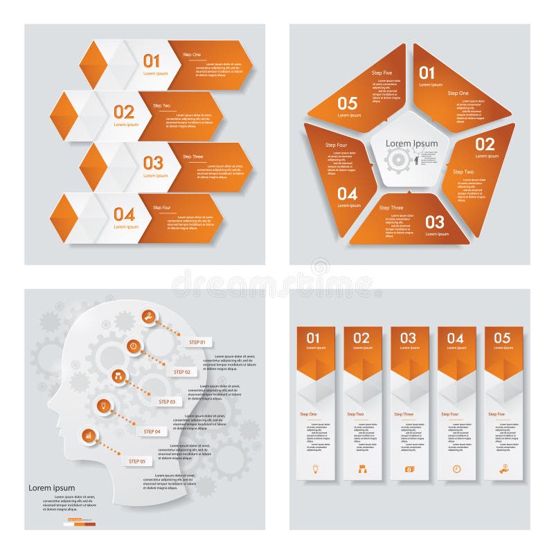 Collection of 4 Orange Color Template/graphic or Website Layout. Vector ...